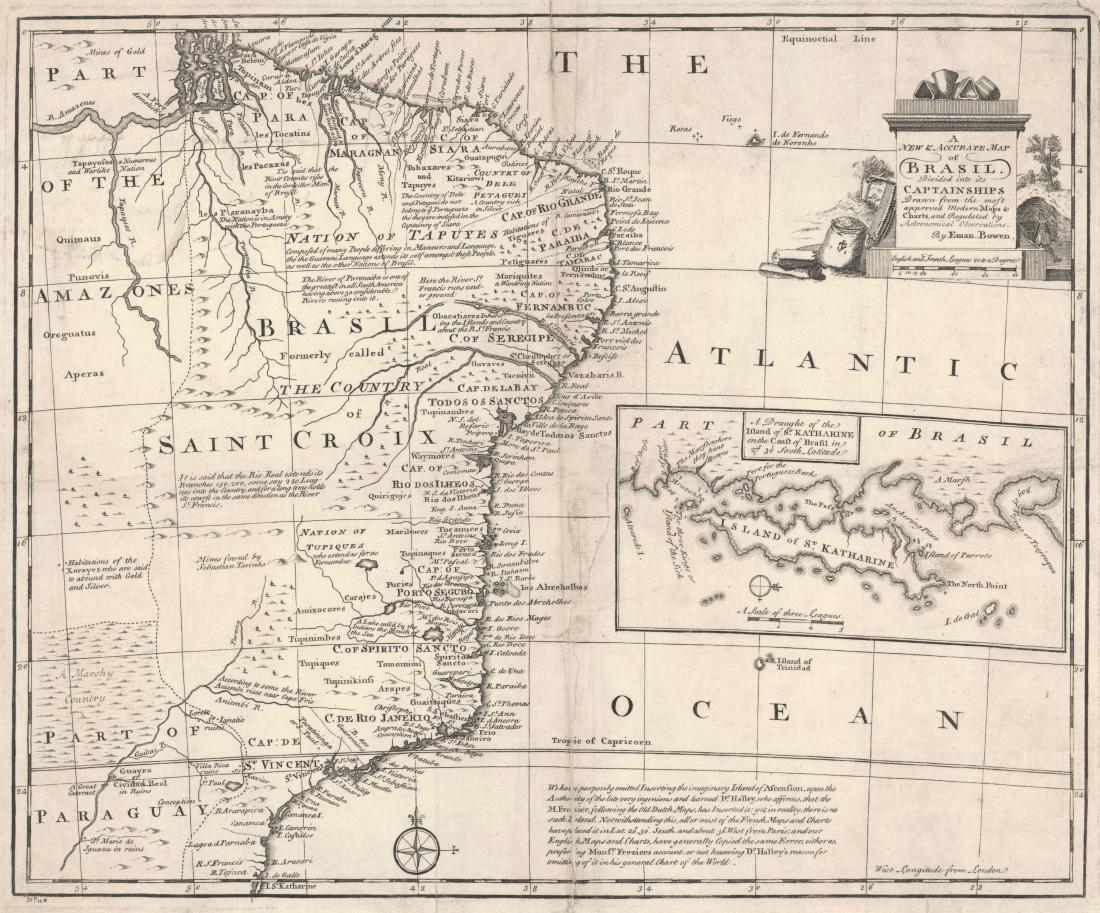 Bowen: Antique Map of Brazil, 1770