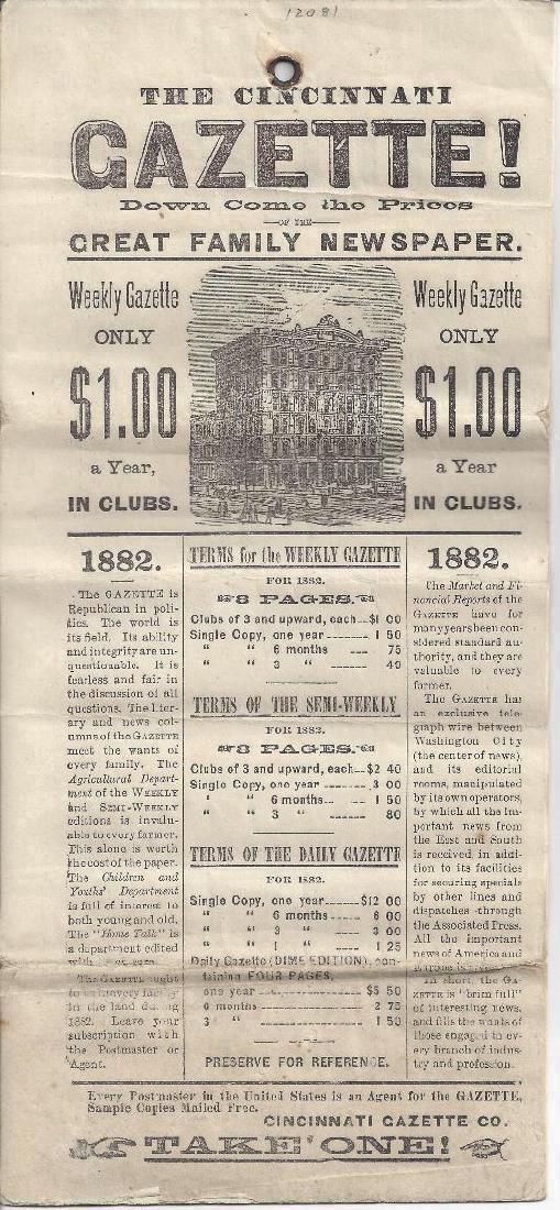 Advertising Flyers. Cincinnati Gazette