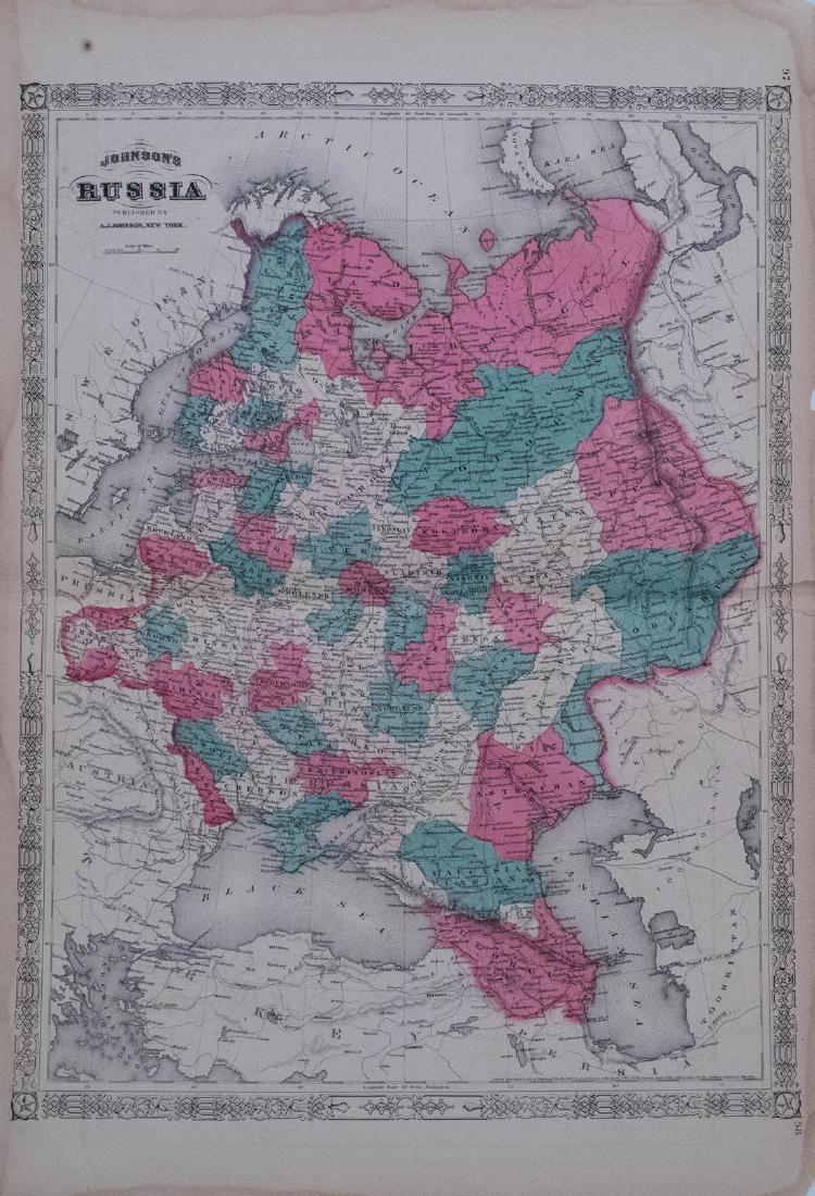 Johnson: Antique Map of European Russia, 1867
