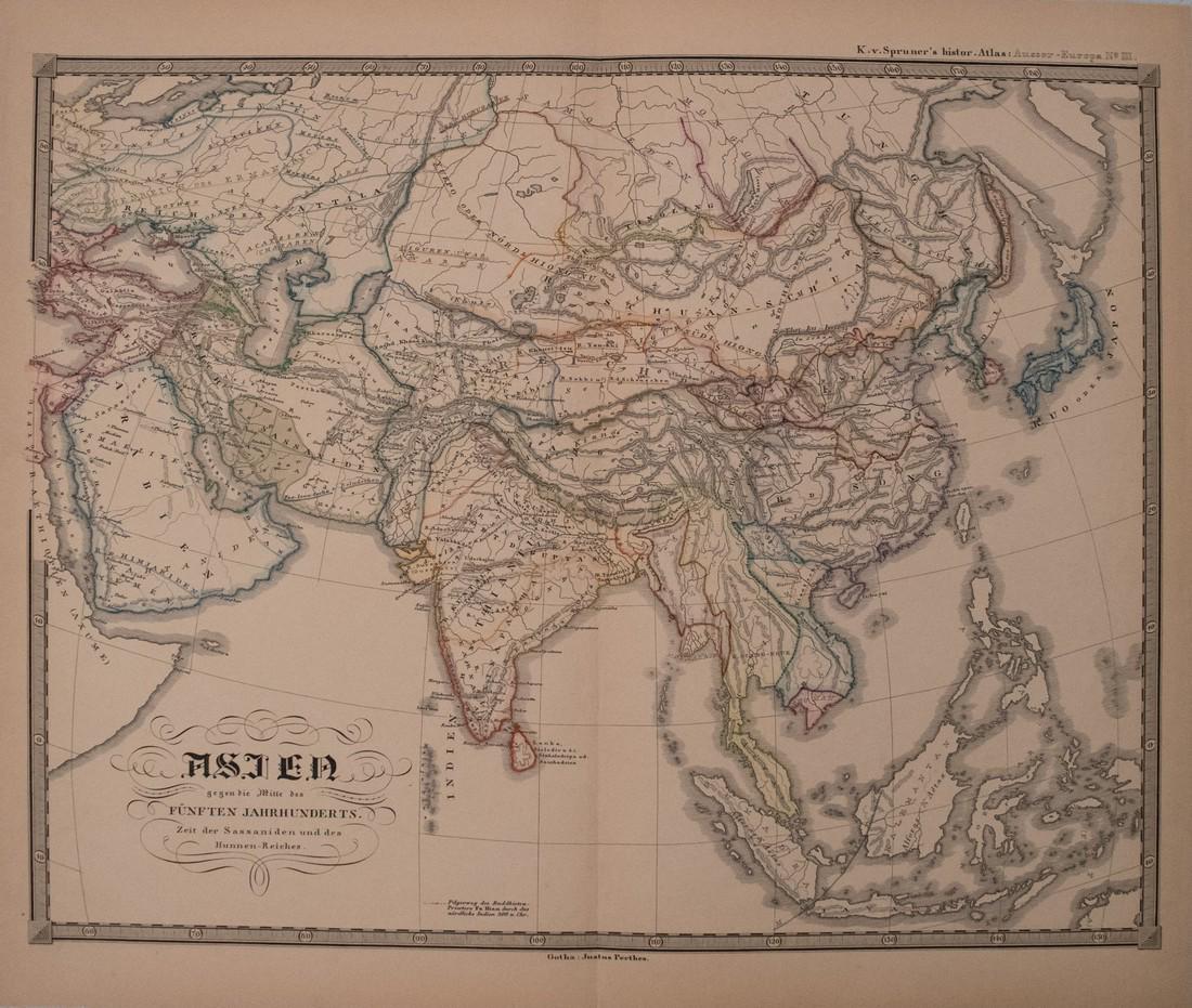 Perthes: Antique Map of Asia in 15th Century, 1855