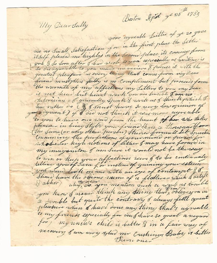 1759 Colonial Folded Letter Boston