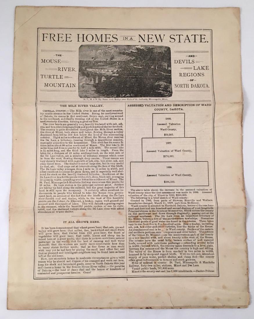 Antique 1890 North Dakota Homestead Act Advertisement
