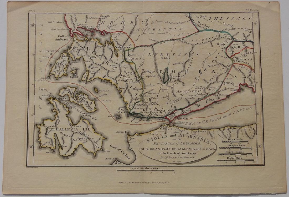 Mawman: Antique Map of Aetolia & Acarnania Greece, 1791