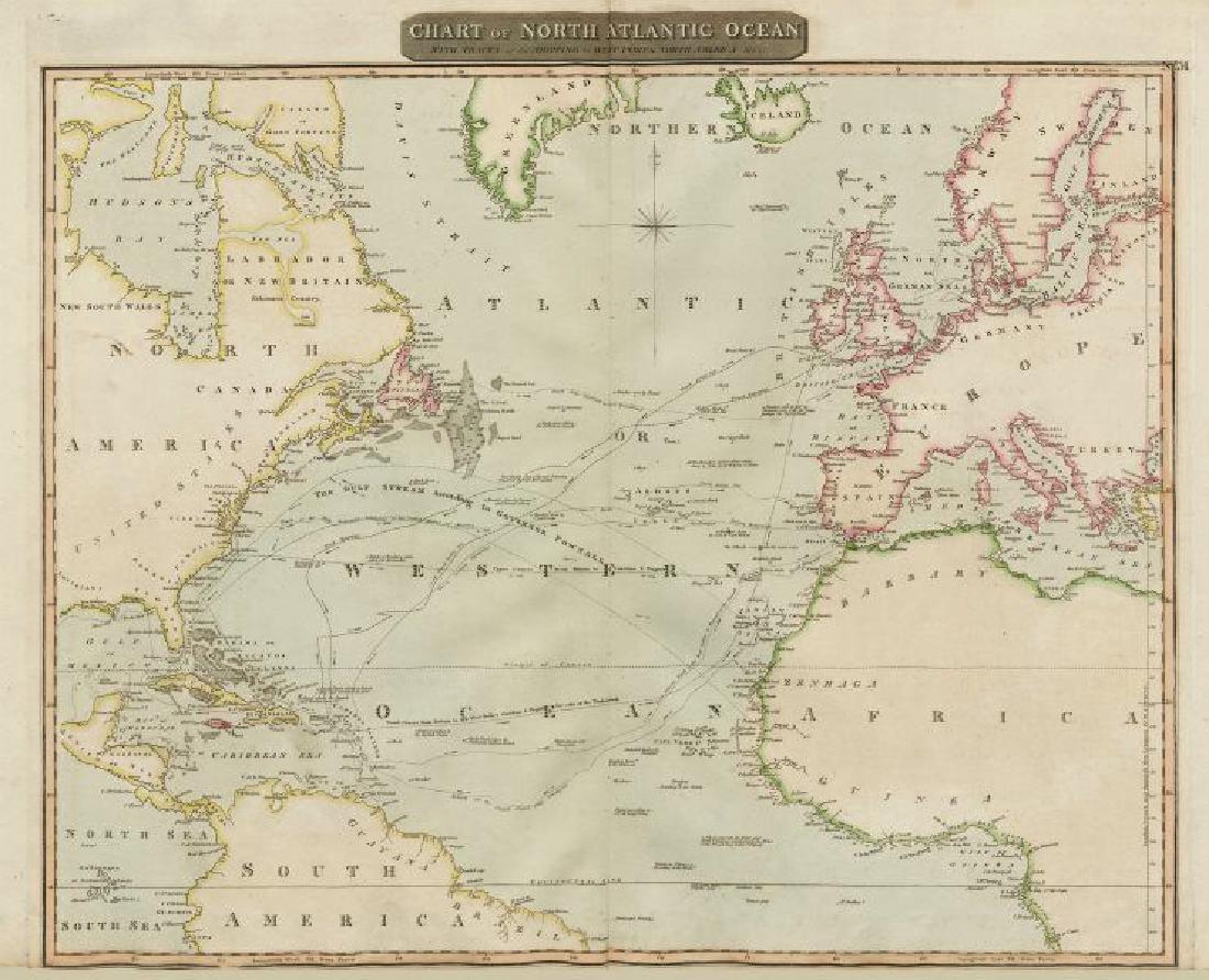 Thomson: Antique Chart Map of North Atlantic Ocean 1817