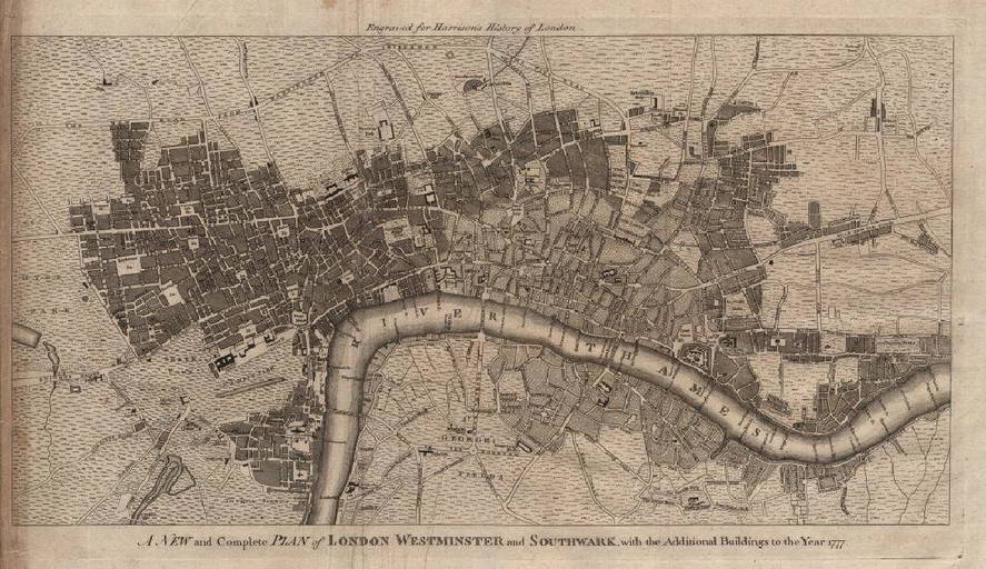 Harrison: Antique Map Plan Of London, 1776