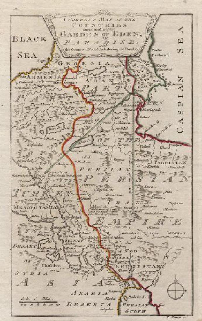 Bowen: Antique Map Of Garden Of Eden & Noah's Ark