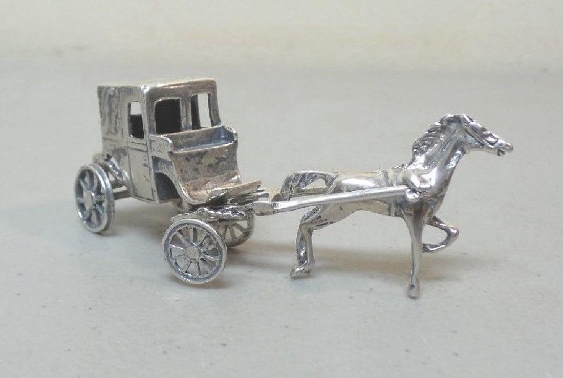 Antique Novelty Sterling Silver Horse Drawn Carriage