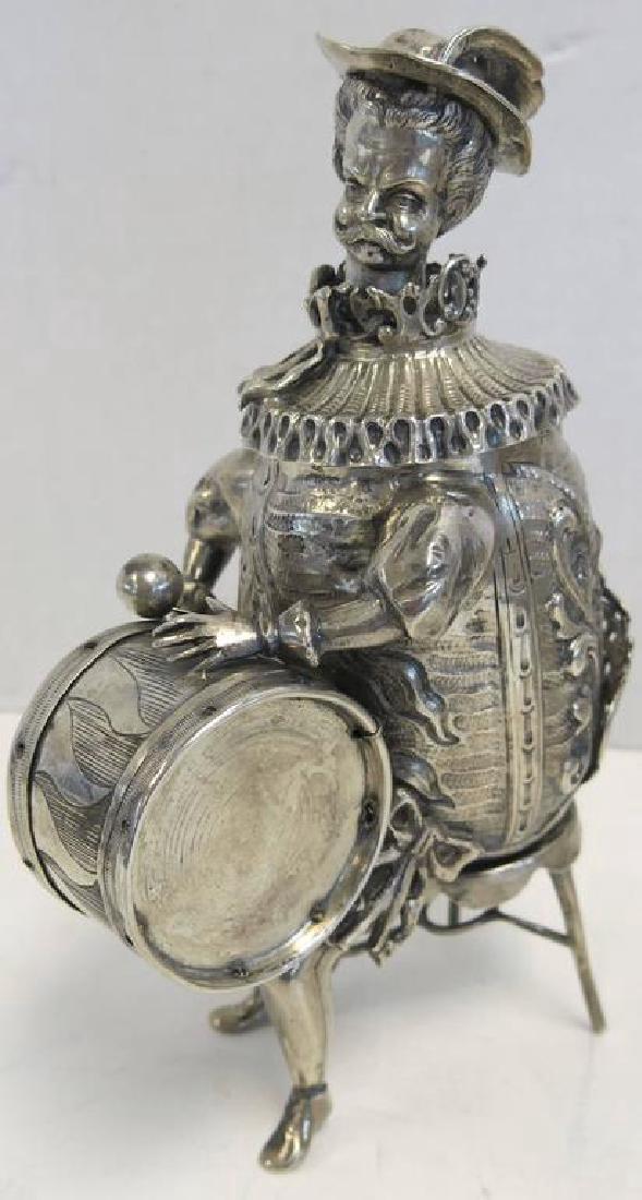 Set Antique German Hanau Silver Musician Statues