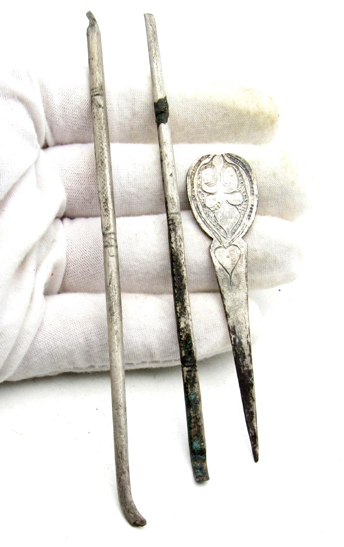 Lot of 3 Roman Silver Medical Tools