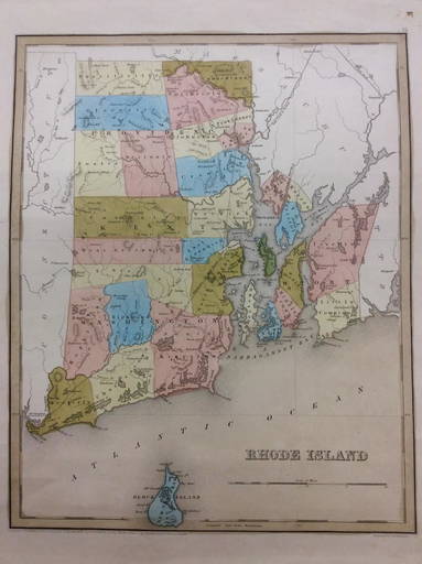 Bradford: Antique Map Of Rhode Island, 1838