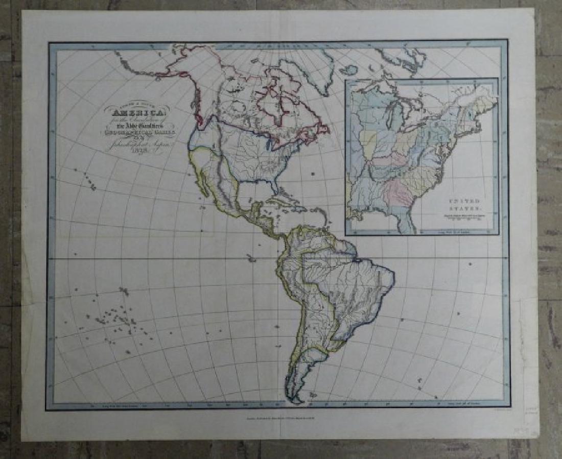 Aspin: Antique Map of North and South America, 1838