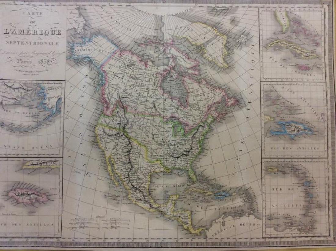 Raynaud: Antique Map of North America, 1838