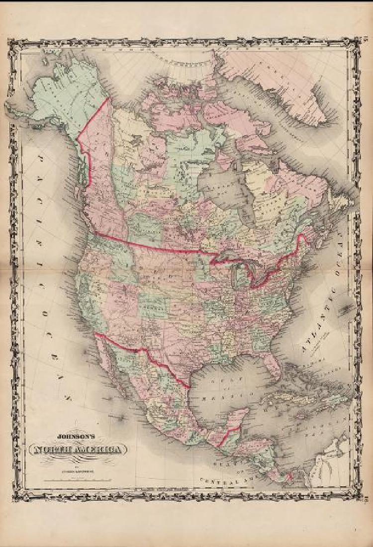Johnson: Antique Map of North America, 1861
