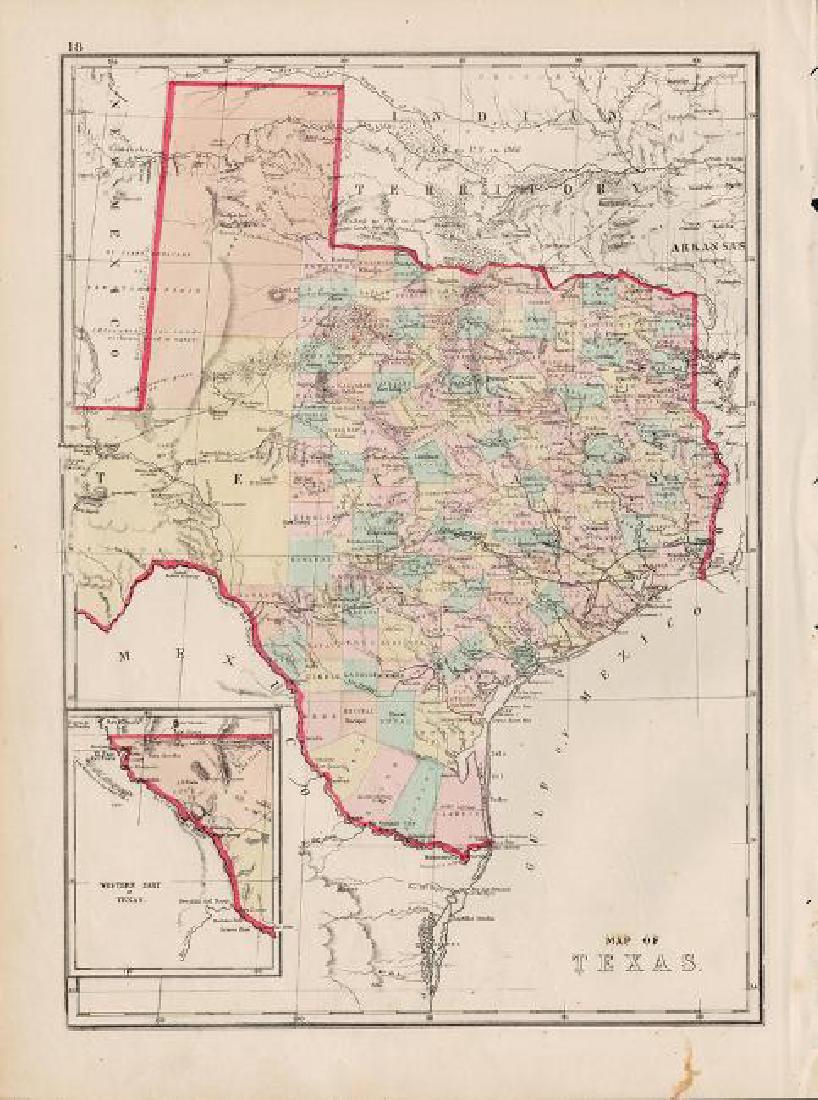 Hardesty: Antique Map Of Texas, 1875