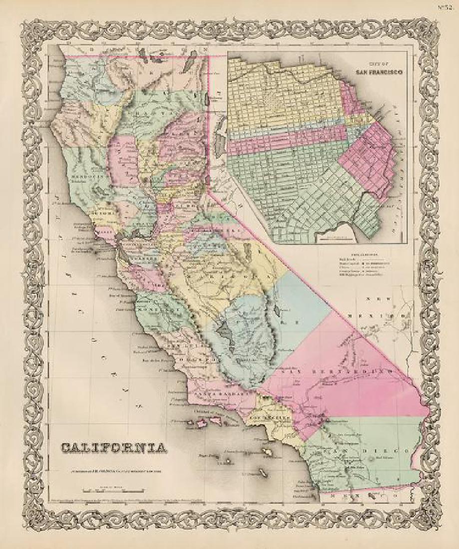 Colton: Antique Map of California, 1855