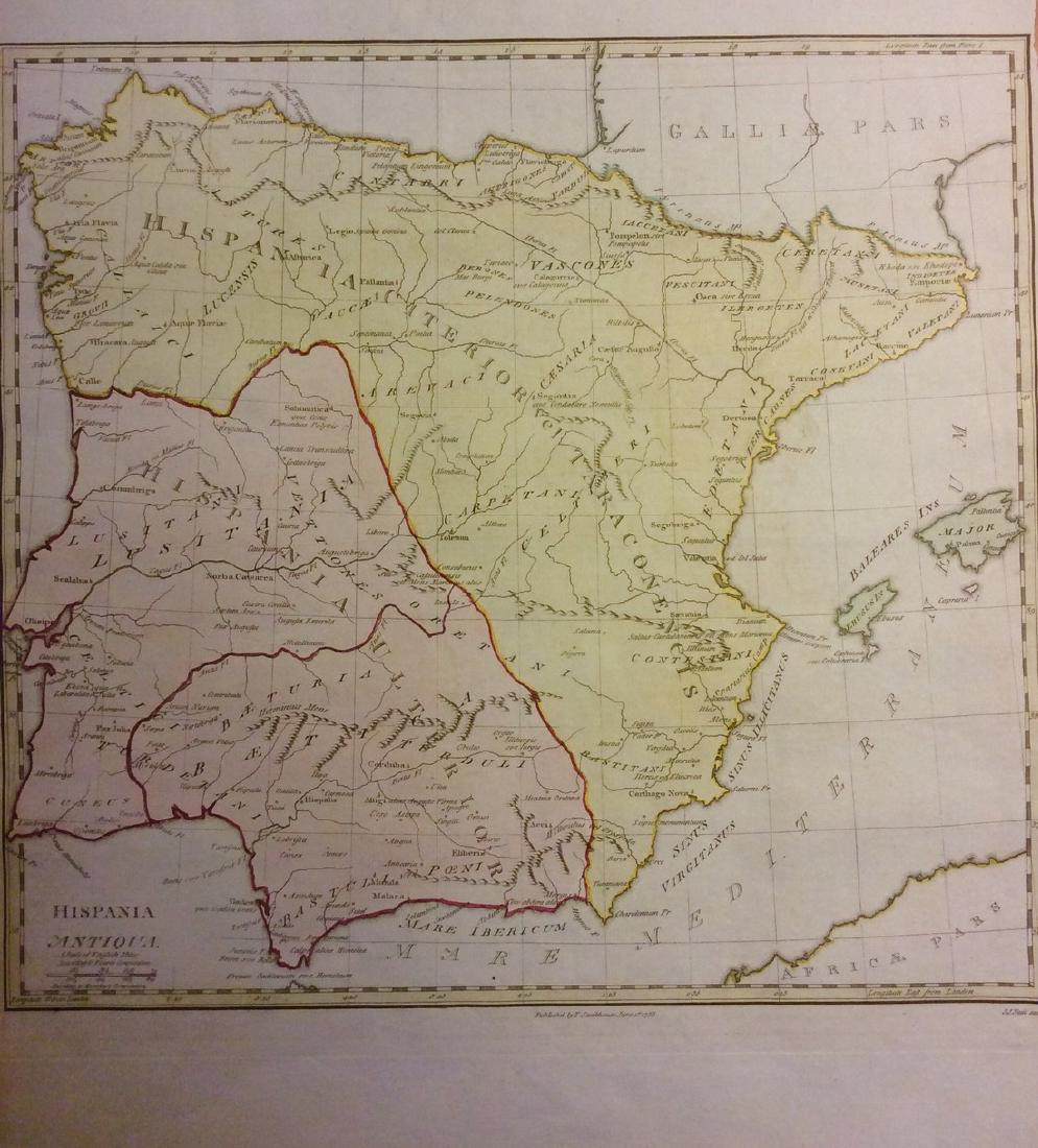 Stackhouse: Antique Map of Ancient Tribal Spain, 1783
