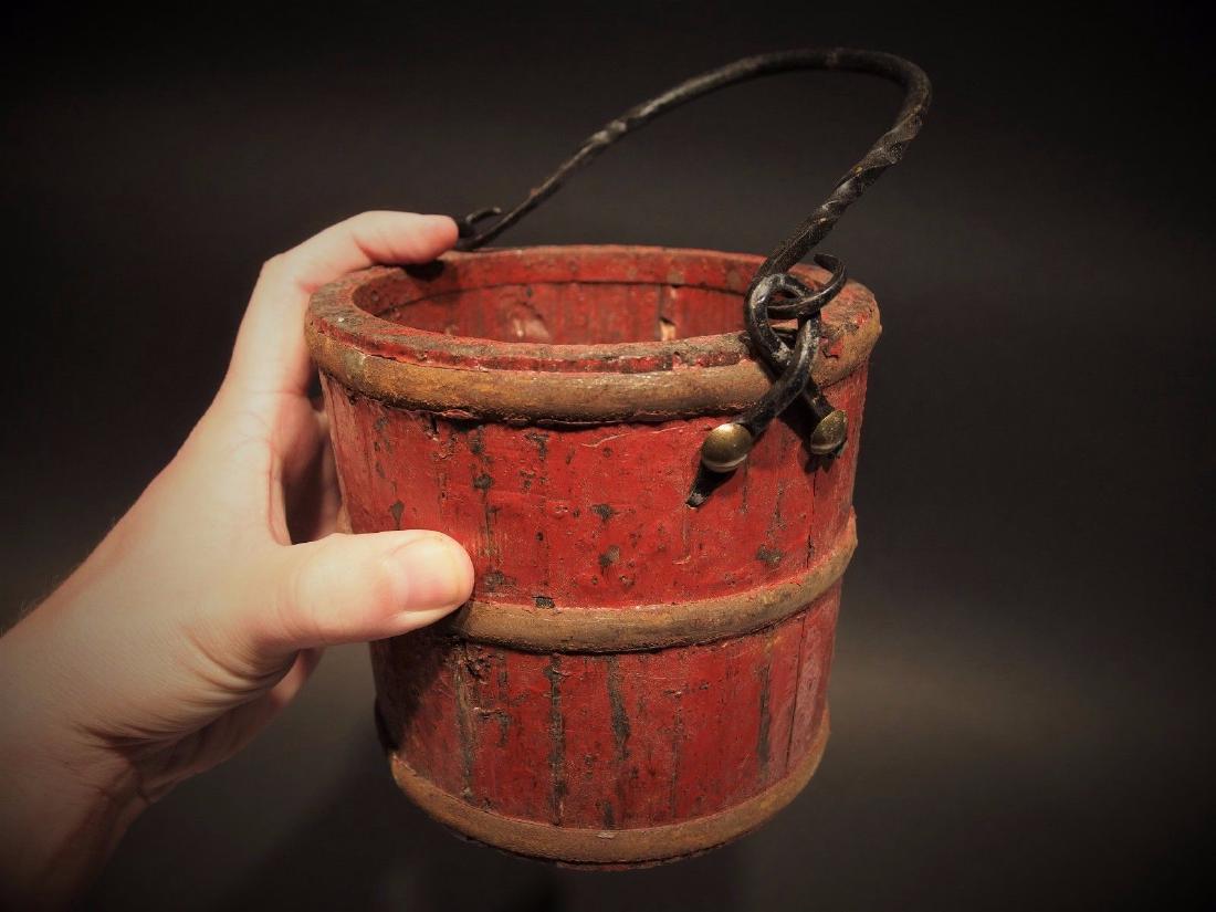 Primitive Style Colonial Wood Berry Bucket