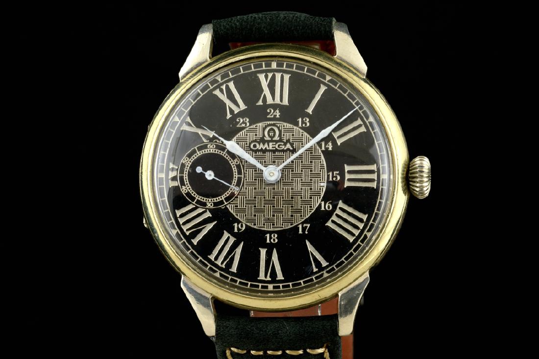 Omega Stainless Steel Roman Numeral Black Dial Watch