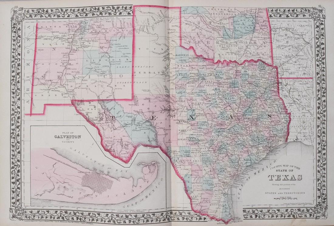 1878 Mitchell Map of Texas -- County Map of the State