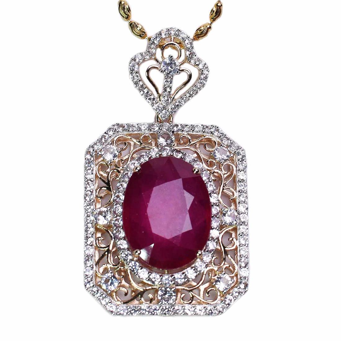 21.79ct Ruby and 4.74ctw Sapphire Pendant/Necklace