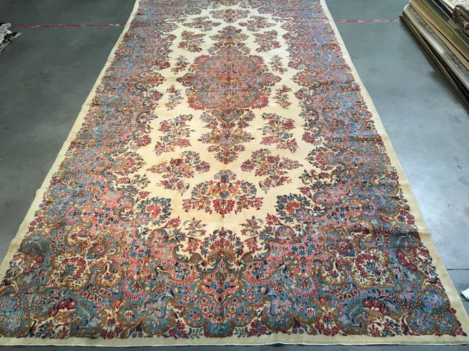 Semi Antique Persian Kerman Signed Rug 7.9x15.10