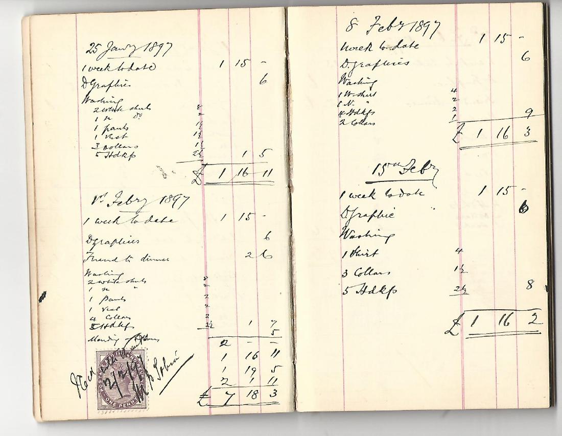 19th Century Manuscript Ledger Book w/ Revenue Stamps