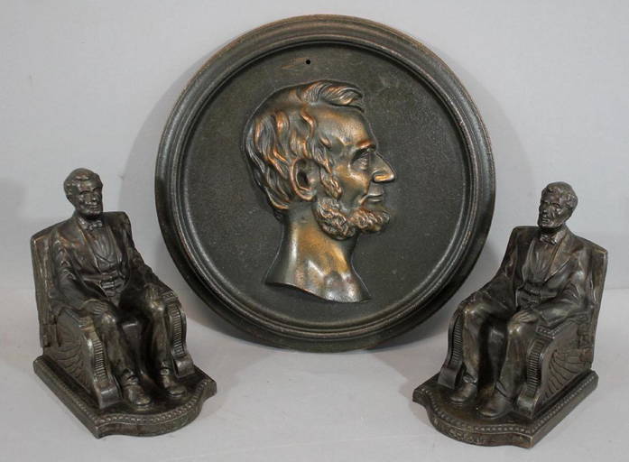 19th Century Abraham Lincoln, Bronzed Cast Iron Plaque