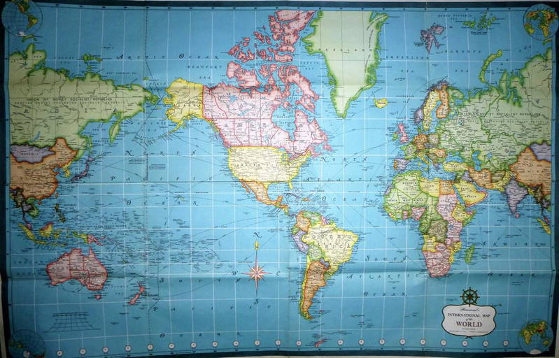 Vintage Hammond World Map, 1950