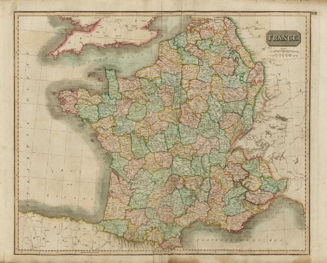 Thomson: Antique Map of Revolutionary France, 1817