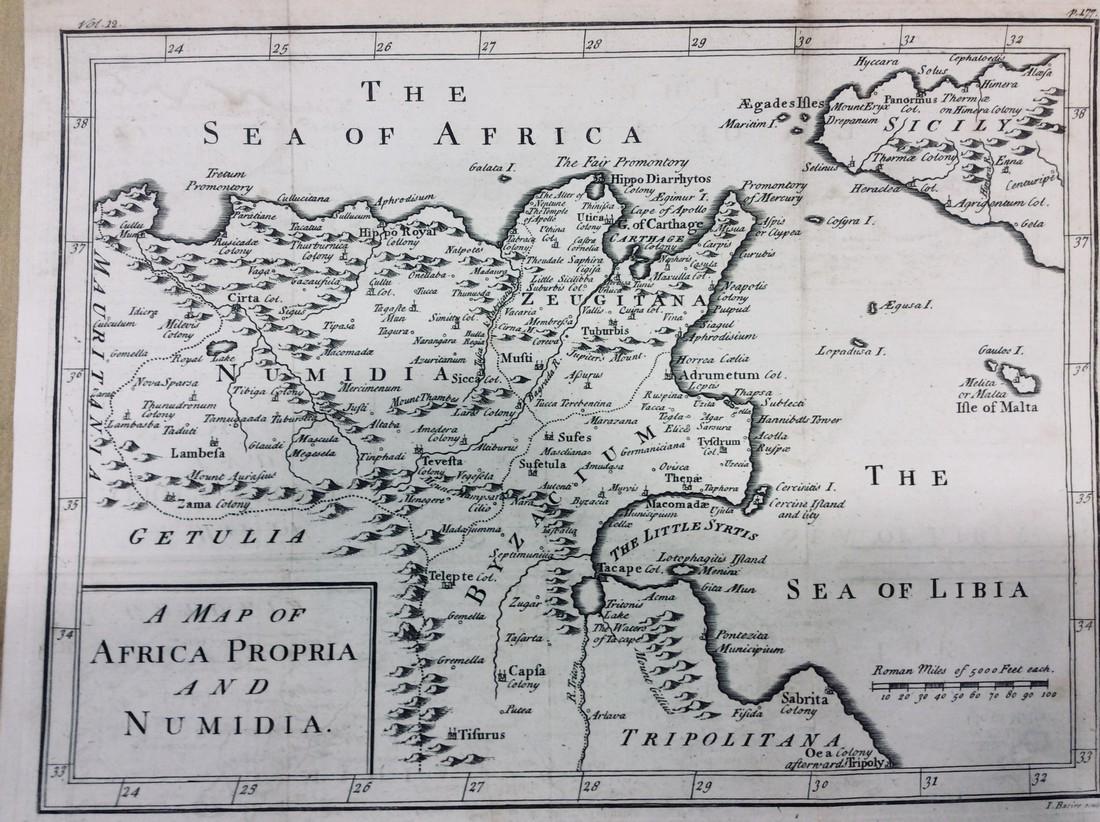 Basire: Antique Map of Ancient Carthage and Numidia