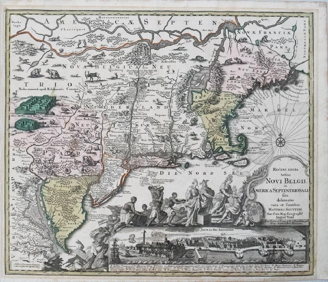 Seutter: Antique Map of New England to Virginia, 1730
