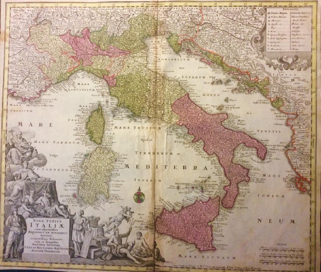 Seutter: Antique Map of Italy, 1740