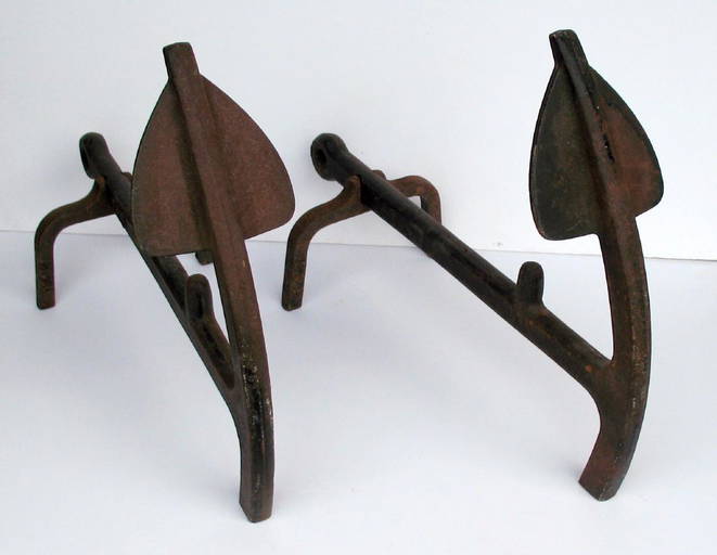 Cast Iron Anchor Andirons