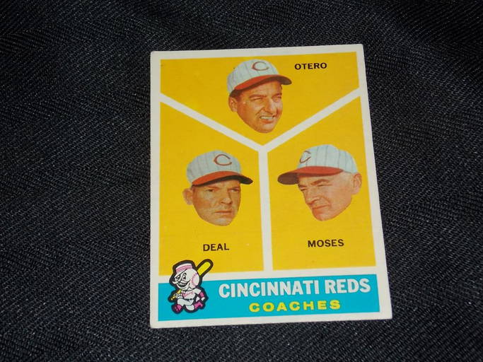 1960 Topps Cincinnati Reds Coaches, Otero, Deal, Moses