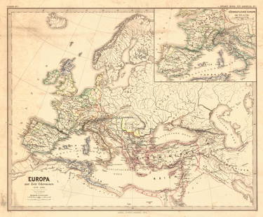 Map Of Europe, 1879 By Justus Perthes, Gotha, Germany