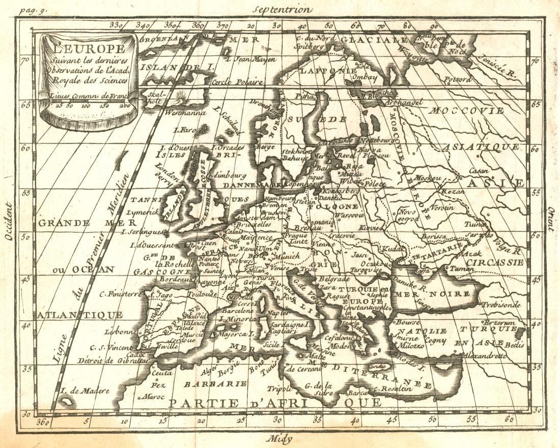 Desbruslins: Antique Map of Europe, 1744
