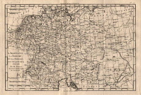 Antique Diagrammatic Road Map Of Central Europe
