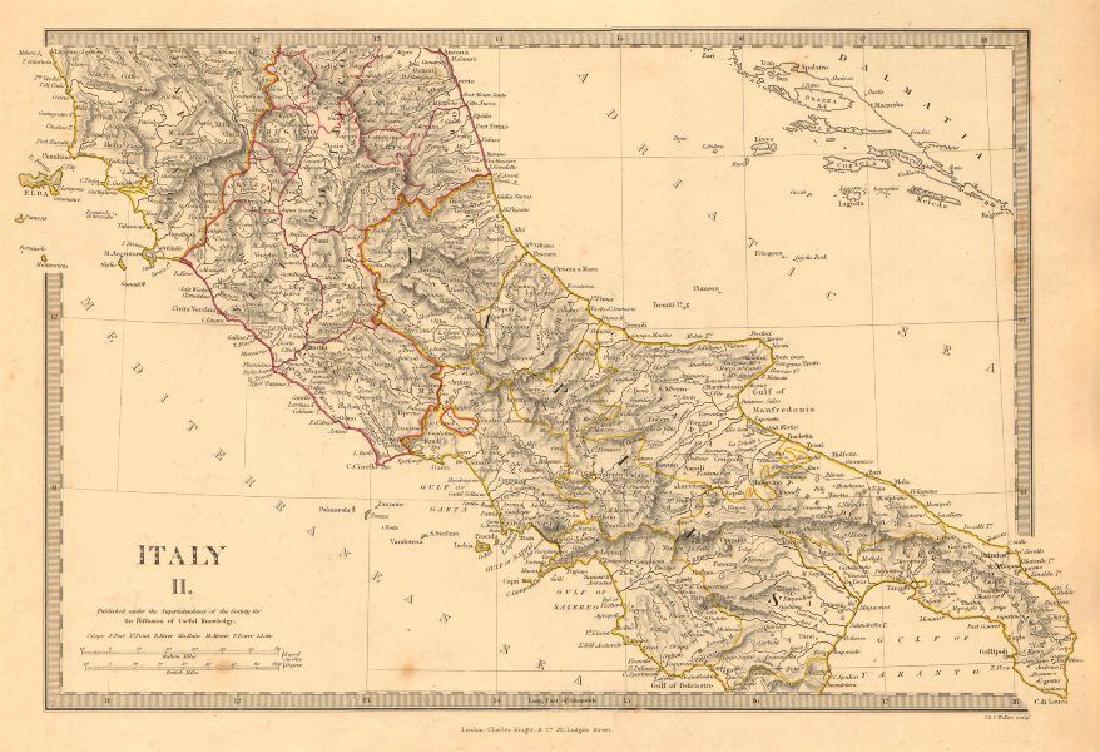 SDUK: Antique Map of Southern Italy, 1845