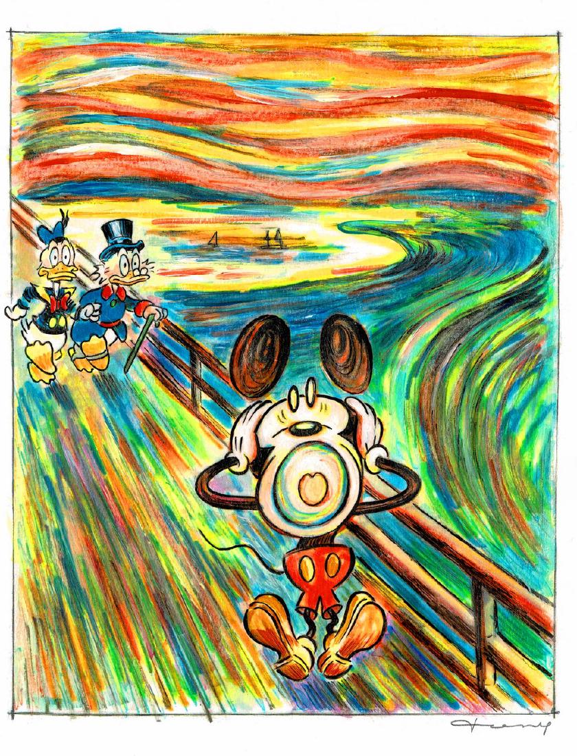 Original Painting - Mickey Mouse: Munch's "The Scream"