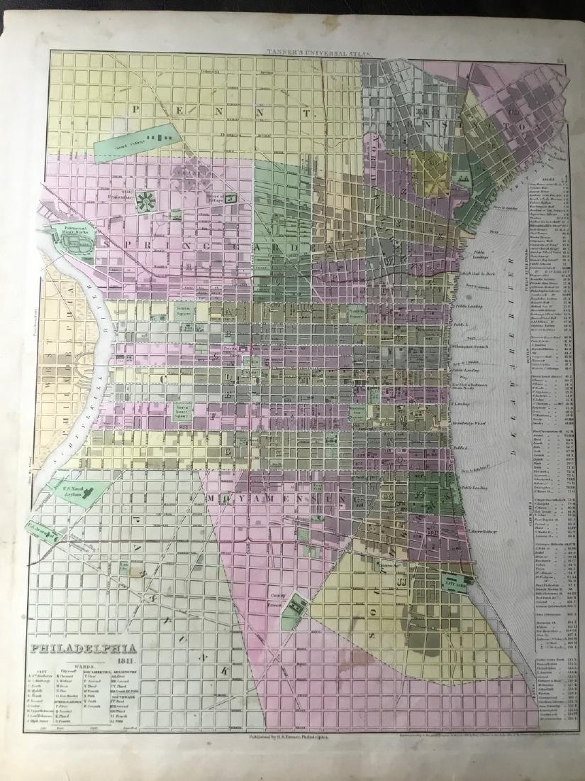 Tanner: Antique Map of Philadelphia, 1843