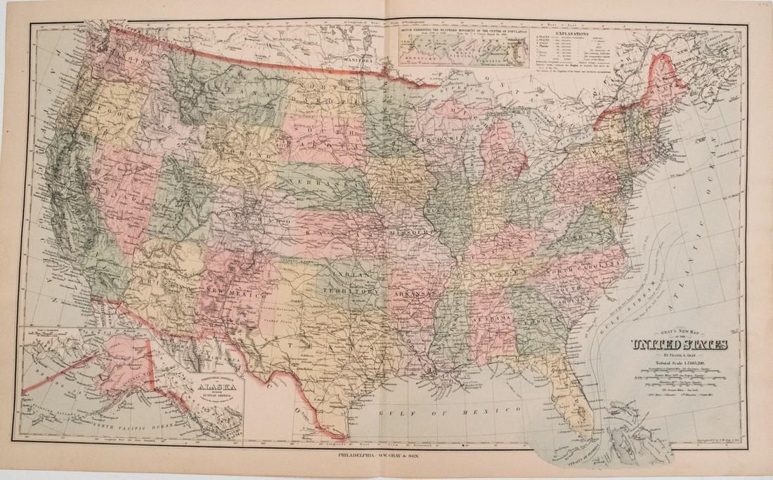 Gray: Antique Map of the United States, 1880