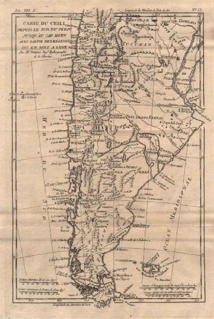 Bonne: Antique Map of Chile, 1780