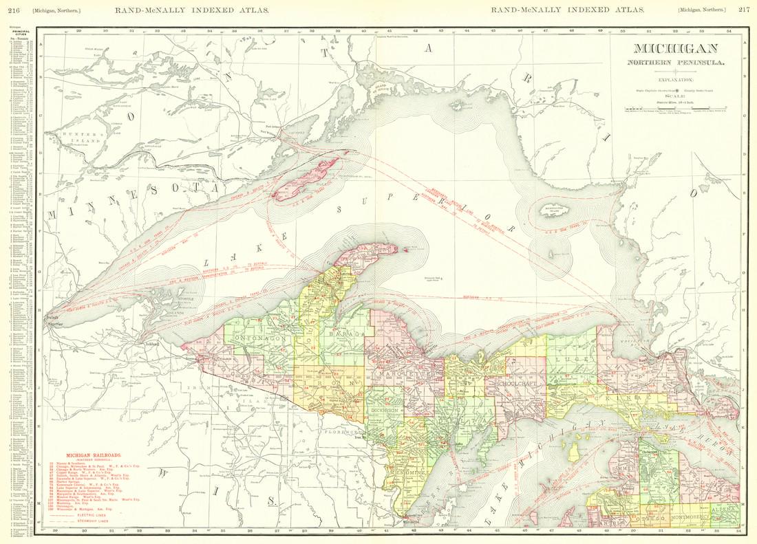 Rand, McNally Atlas Map of Michigan, Great Lakes