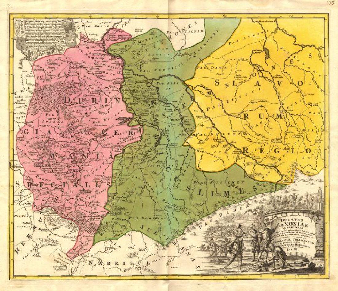 Zollmann/Homann: Antique Map of Ancient Saxony, 1735