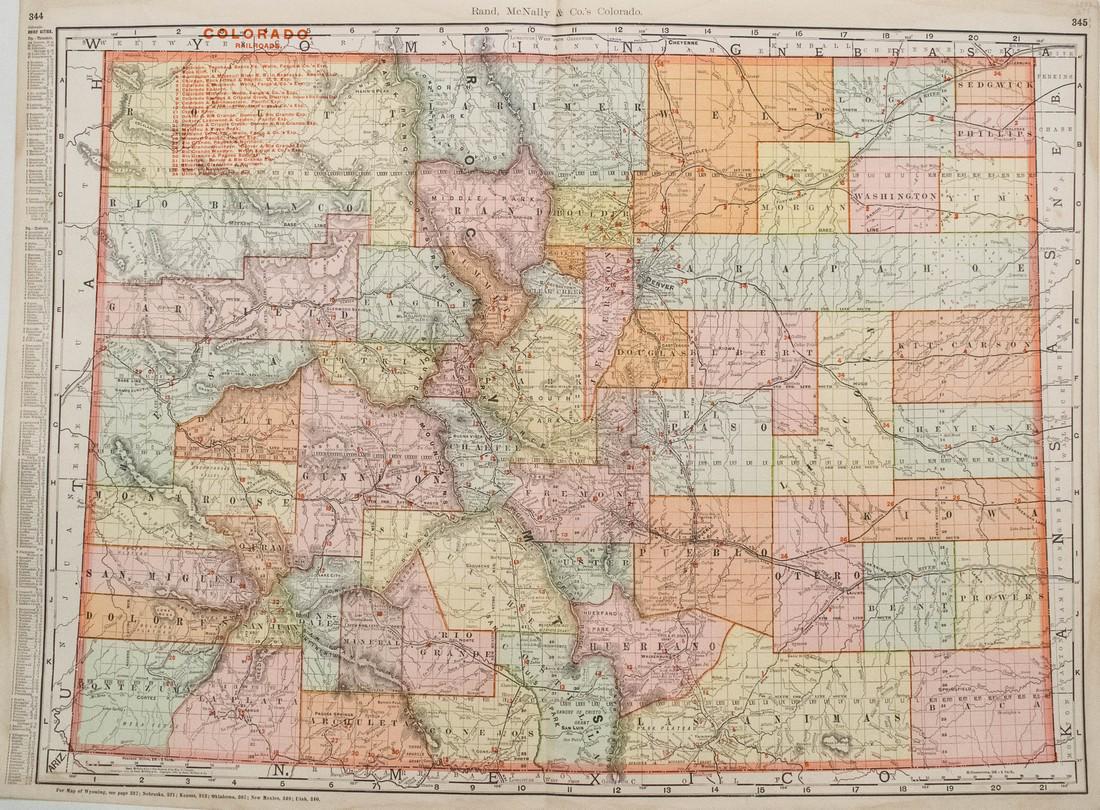 Rand McNally: Antique Map of Colorado, 1903