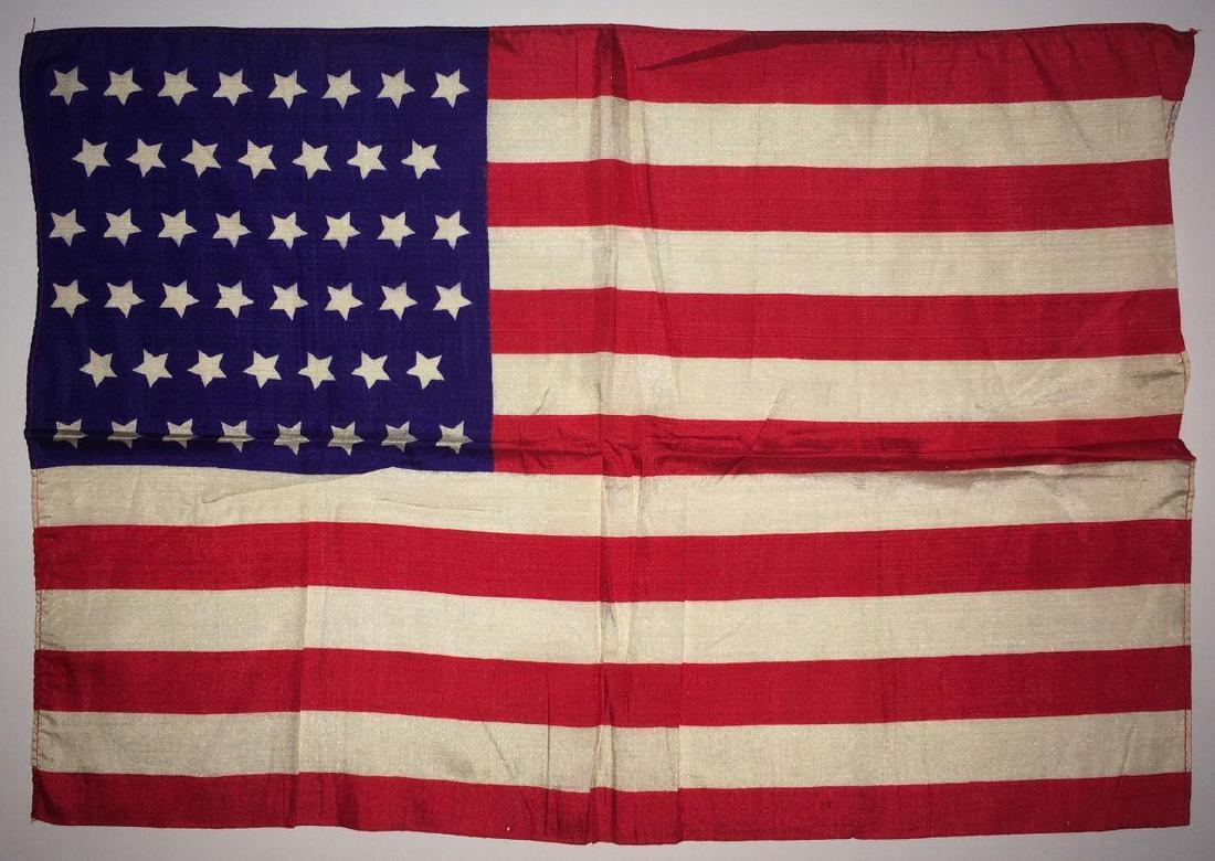 C 1908 Old Vintage 46 Star Us American Silk Parade Flag