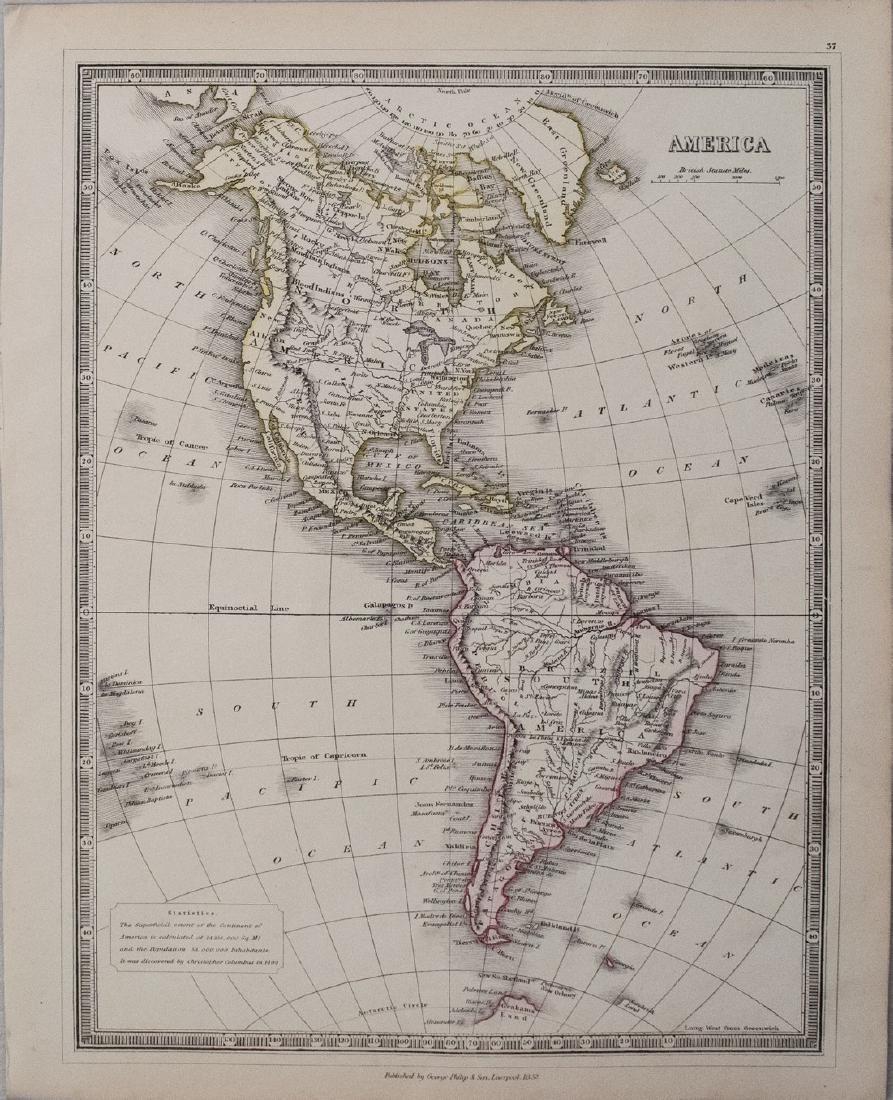 Philip: Antique Map Of North And South America, 1852