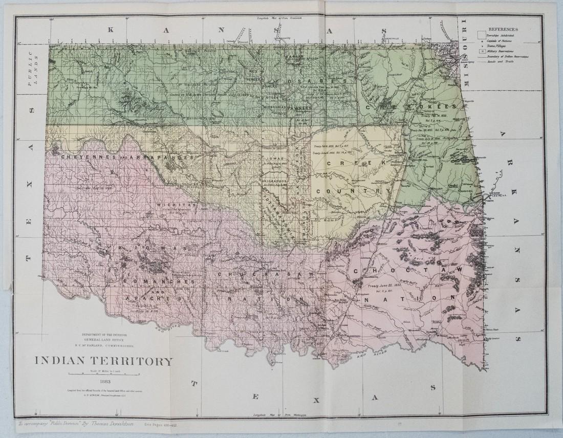 1883 General Land Office Map Of Indian Territory