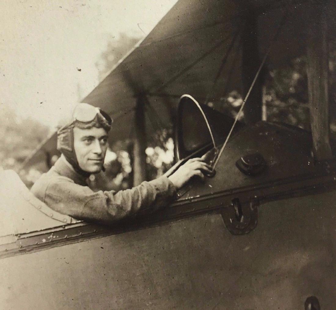 Antique 1920 Aviator Pilot Plane Cockpit Leather Photo