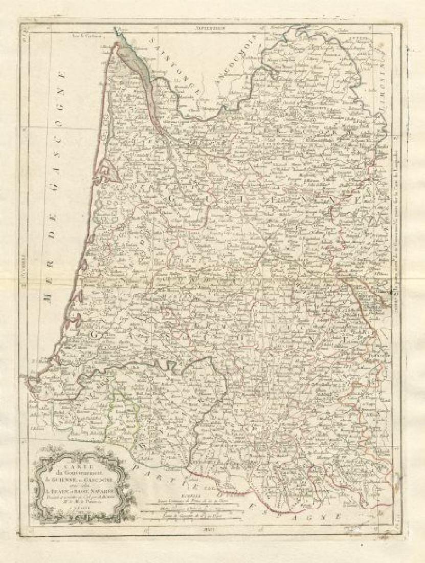 Santini/Bonne: Antique Map of Guyenne & Gascony, 1784